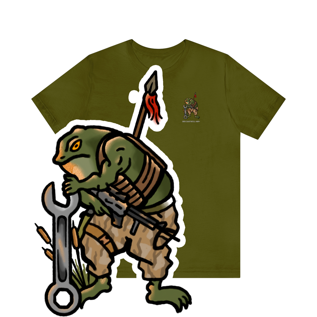 Mechanic Frog With Wrench and M4 - Front Print - Black Text – Ben ...