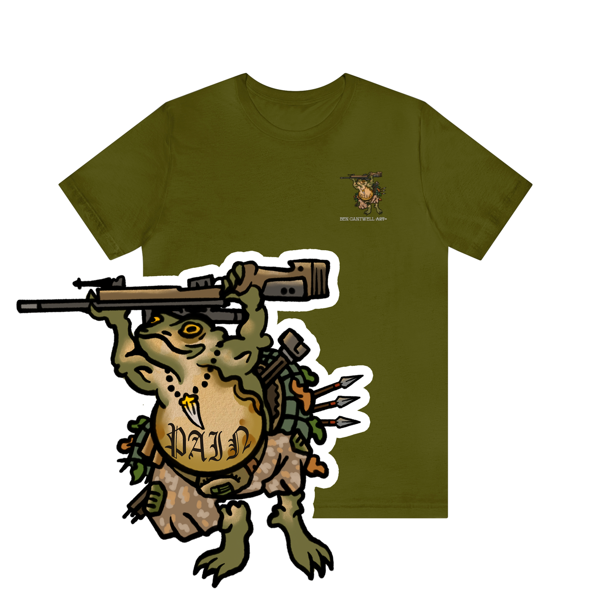 Sniper Rifle Frog - Front Print - Short Sleeve Tee – Ben Cantwell Art