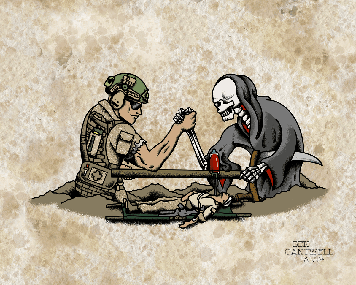 Medic Arm Wrestling The Grim Reaper – Ben Cantwell Art