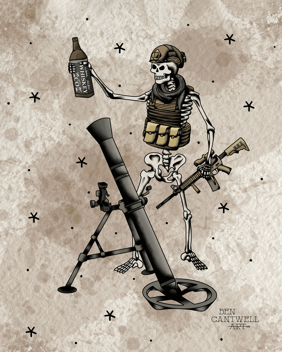 Skeleton With Mortar – Ben Cantwell Art