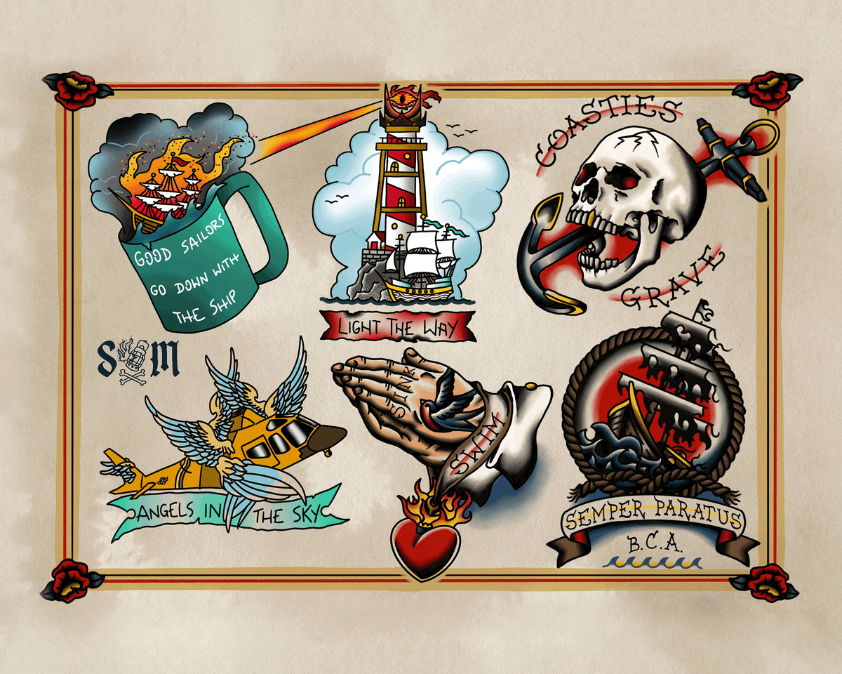 Coast Guard Tattoo Flash Sheet - Collaboration with Seafaring Mercanti ...